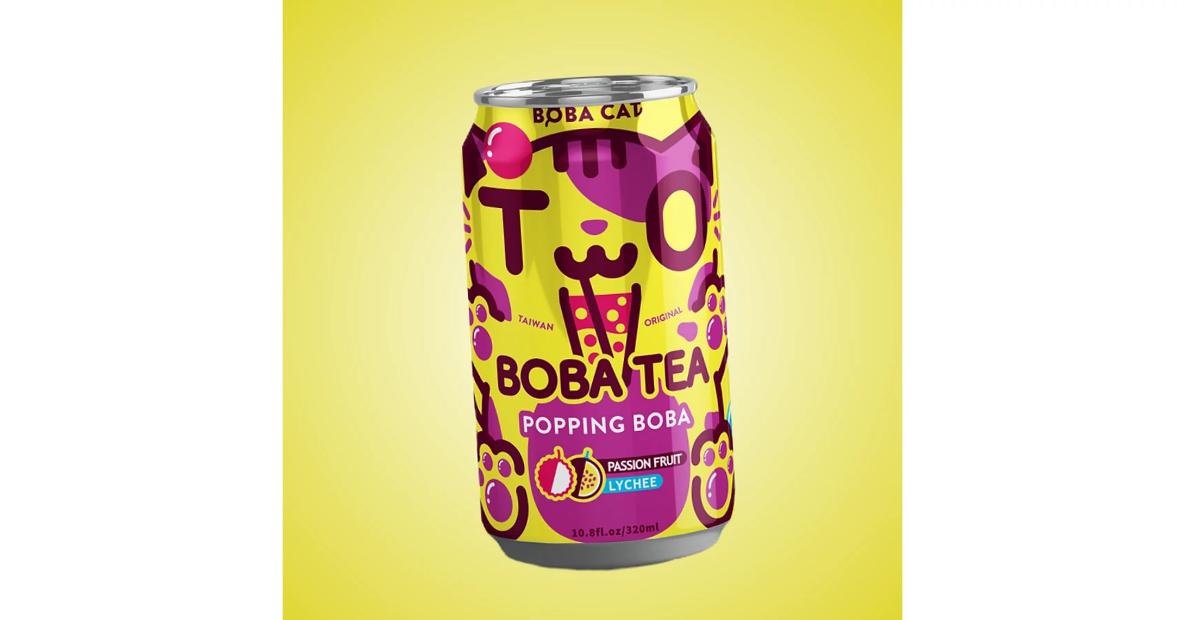 Boba Cat Bubble Tea Passion Fruit és Licsi ízesítésű buborék tea 315ml ...