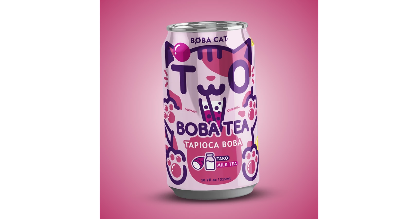 Boba Cat Bubble Tea Taro buborék tea 315ml - MegaBest
