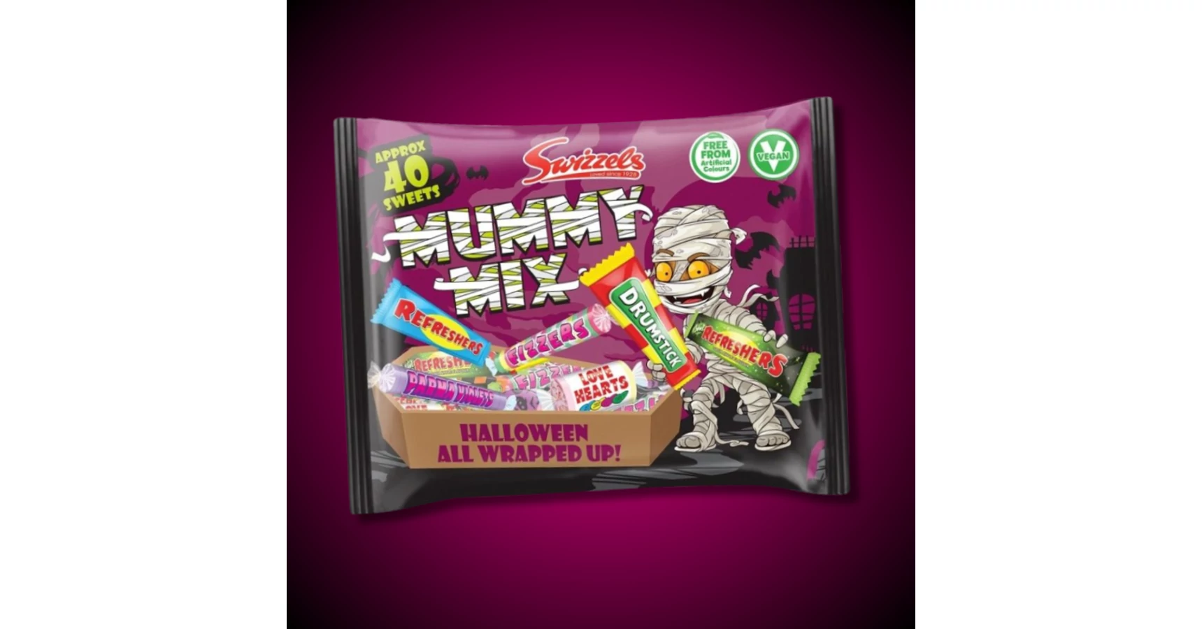 Swizzels Halloweeni Múmia Mix gyümölcsös cukorka mix 340g - MegaBest