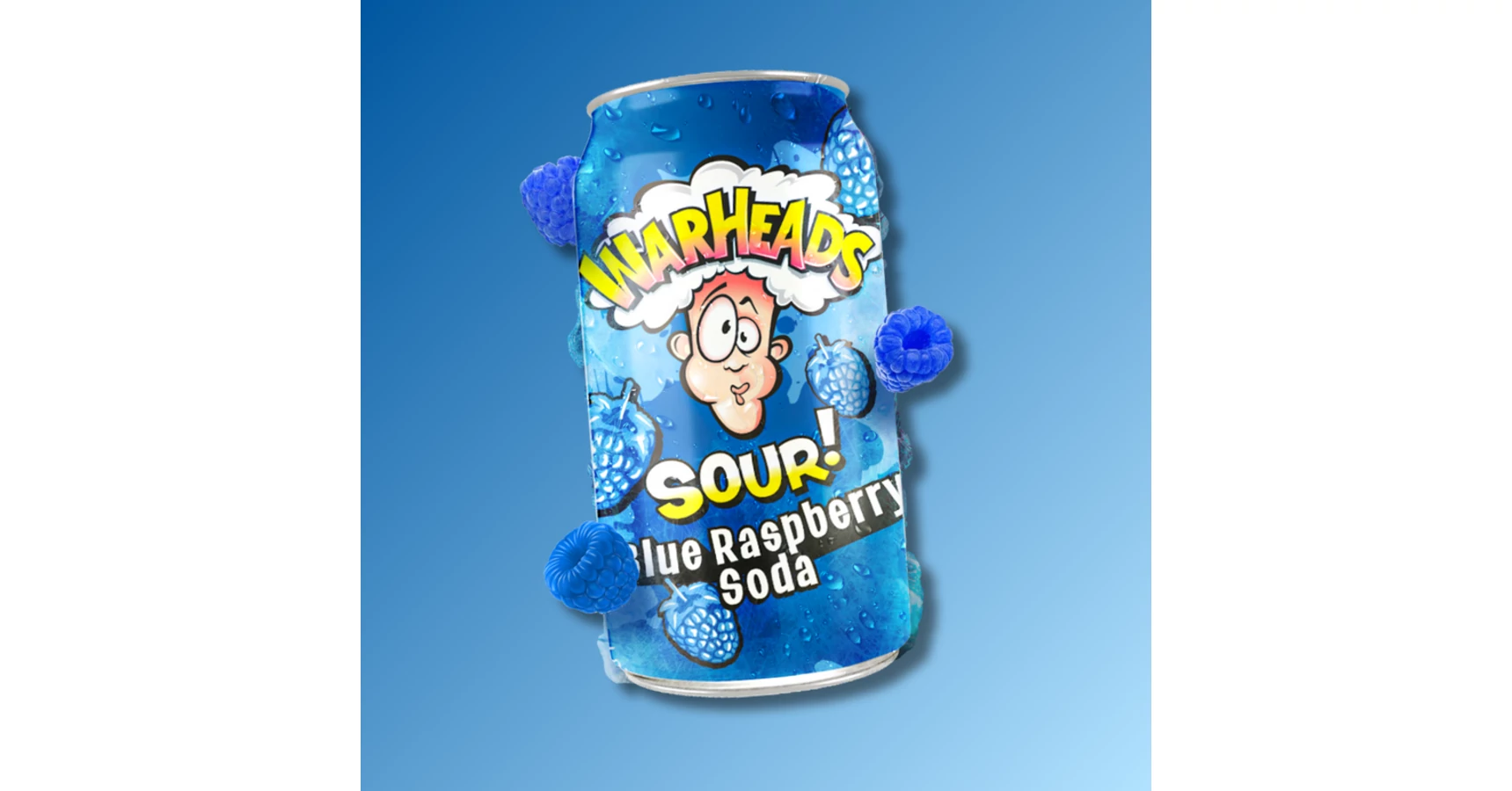 Warheads Sour Blue Raspberry Soda áfonya ízű savanyú üdítőital 355ml ...