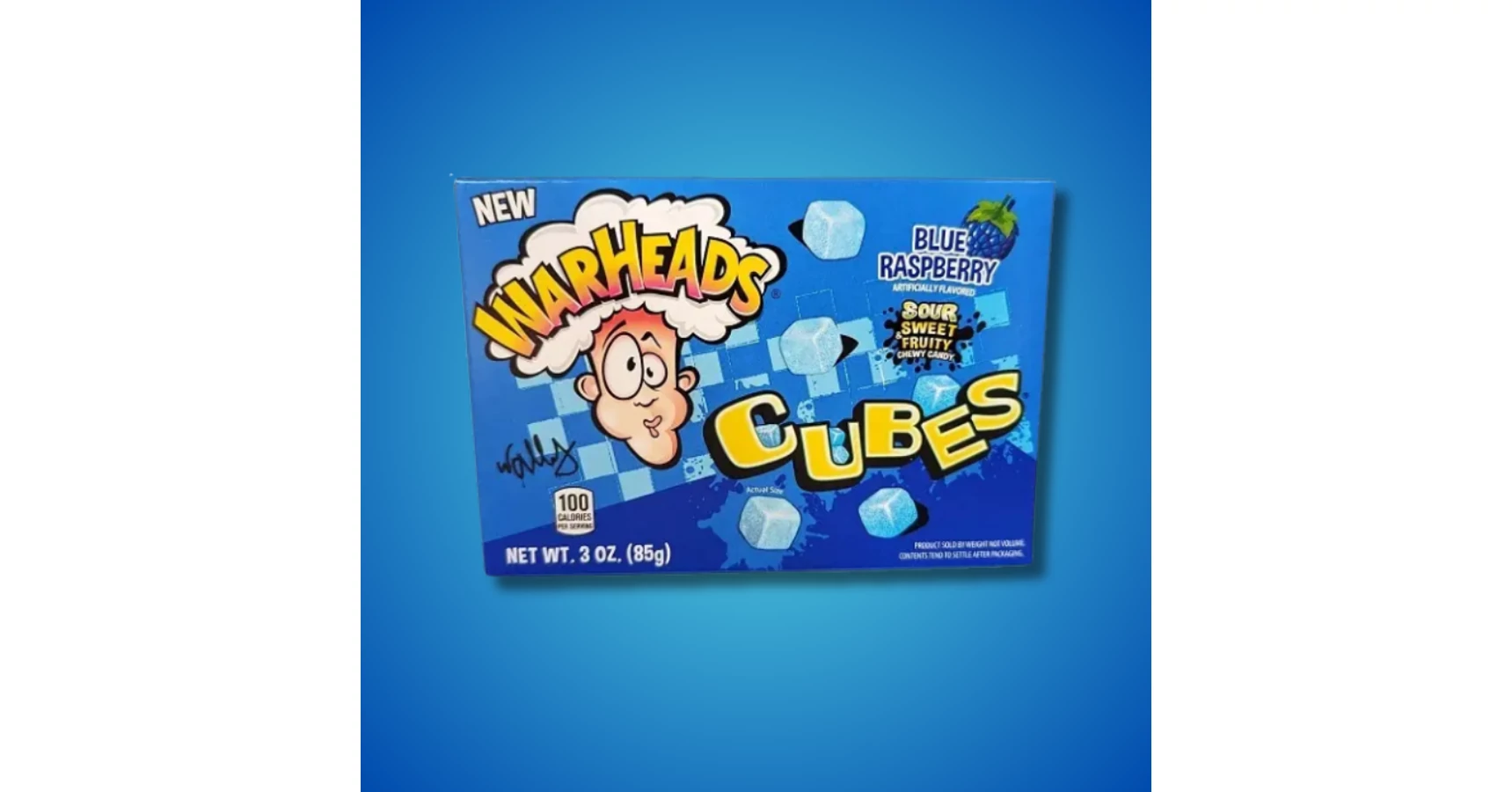 Warheads Blue Raspberry Cubes kék málna ízű savanyú gumicukor 85g ...